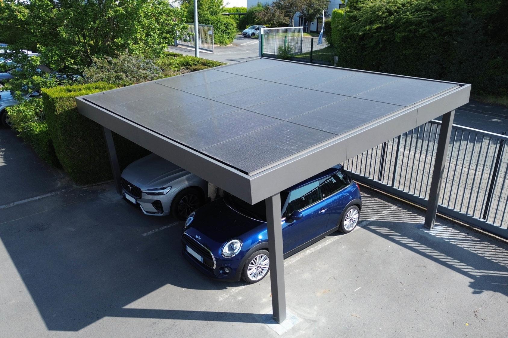 Carport solaire avec panneaux photovoltaïques - Matterne Outdoor